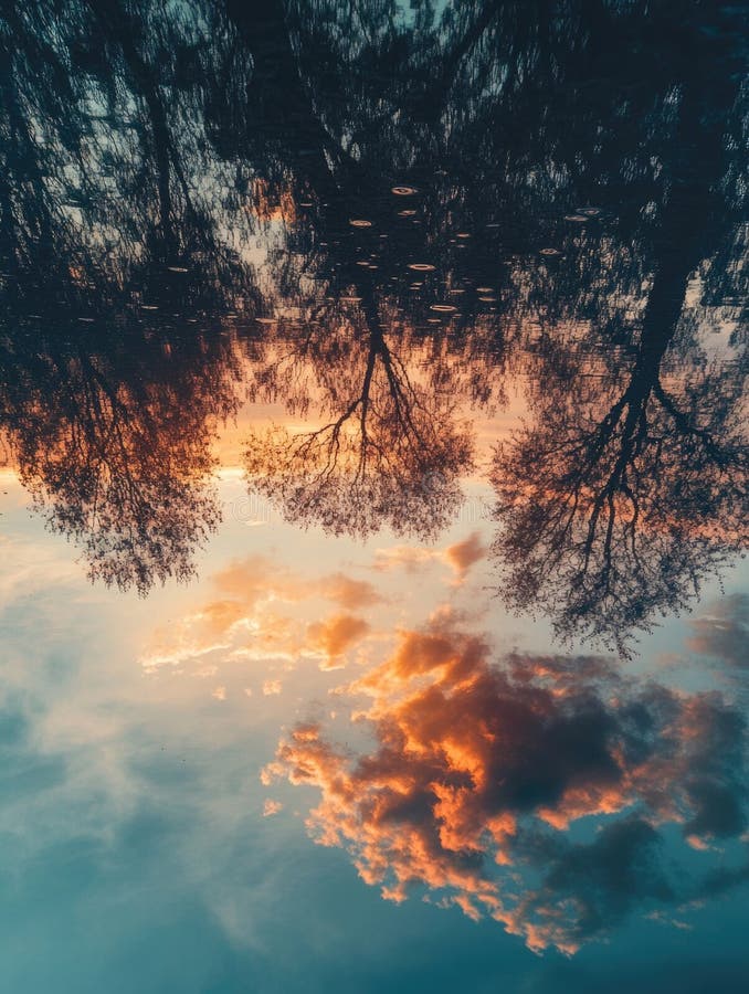 Reflections in Puddle Water Stock Image - Image of ecology, landscape ...