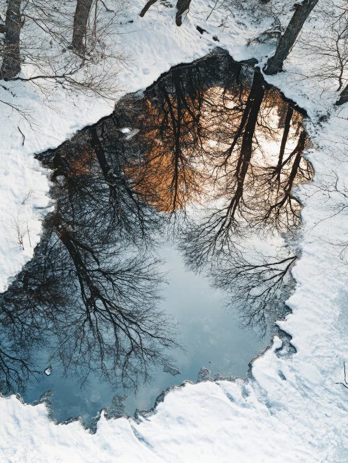 Reflections in Puddle Water Stock Photo - Image of quiet, forest: 380642102