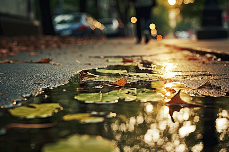 Reflections in the Rain Puddles of Beauty Stock Photo - Image of ...