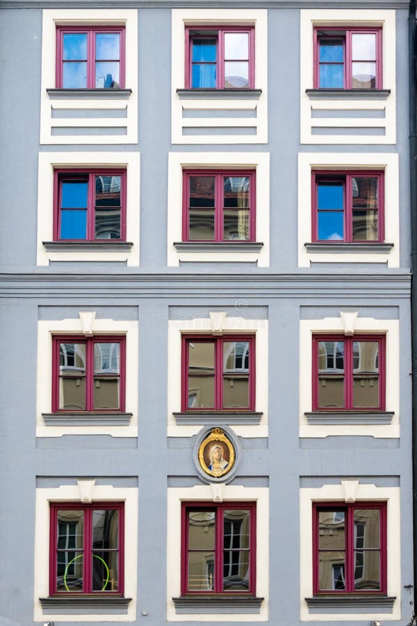Reflections in Restored German Building Windows Stock Photo - Image of ...