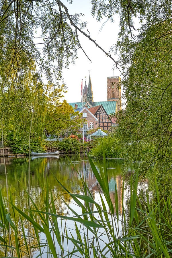 Reflections of the Ribe Cathedral in the Calm River Stock Photo - Image ...