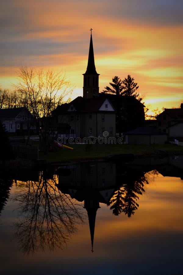 Church Reflections in Black and White Stock Photo - Image of religious ...