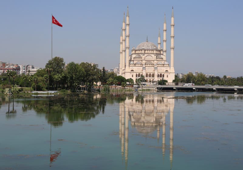Reflections of the Sabanci Central Mosque on the River Seyhan Editorial ...