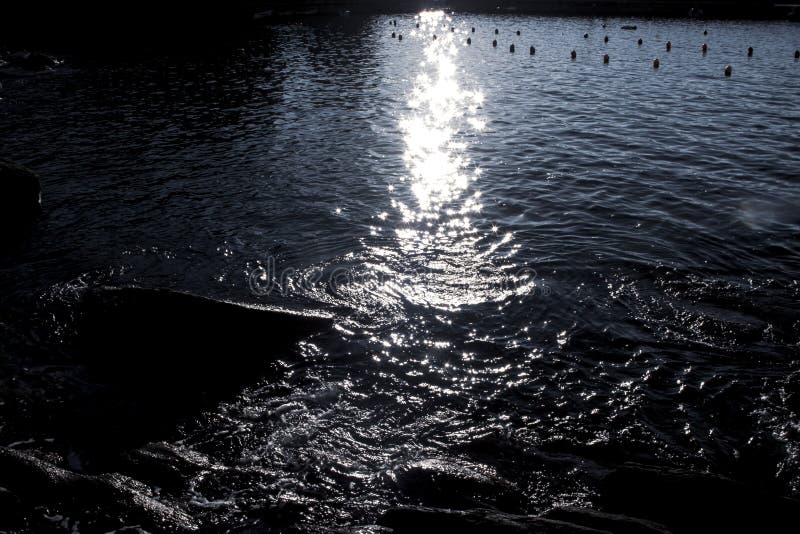 Reflections on the Sea at Sunset Stock Image - Image of colors ...