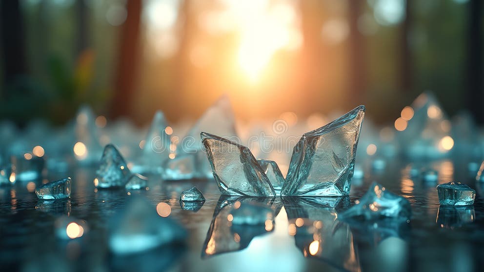 Reflections on Shattered Dreams and New Beginnings Stock Illustration ...