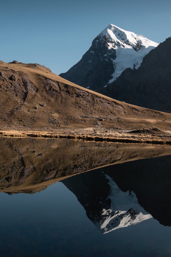 Reflections of Snow-Capped Mountain in a Lake Stock Photo - Image of ...