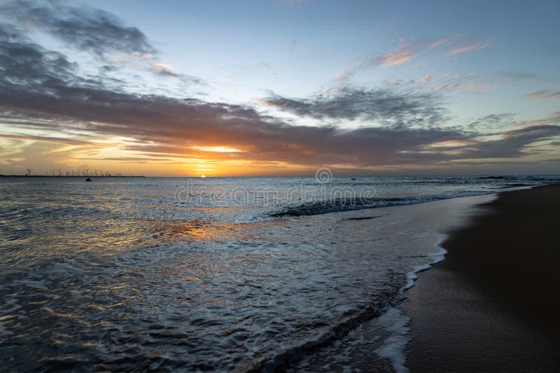 Reflections of the Sun during Sunset on the Sea Water Stock Image ...