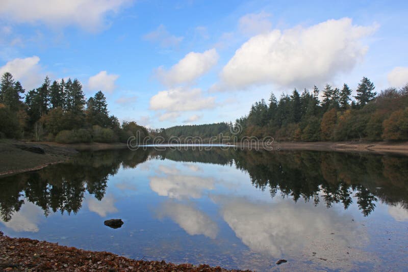 Reflections in Tottiford Reservoir, Devon Stock Photo - Image of calm ...