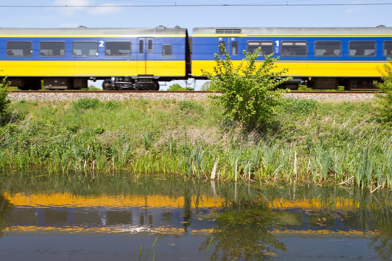 Reflections of Train in the Water in Hoogeveen, Netherlands Editorial ...