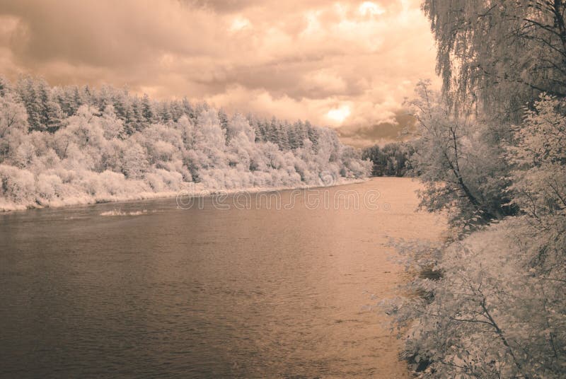 Reflections in the Water. Infrared Image - Vintage Effect Stock Image ...