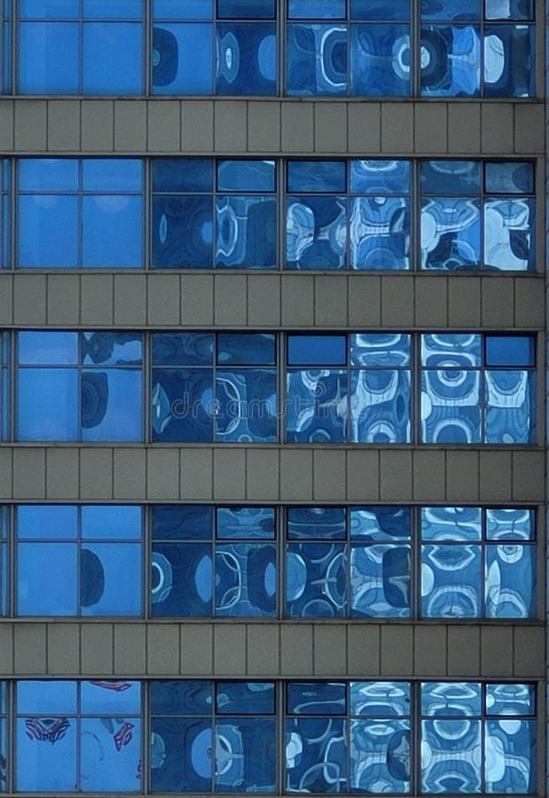 Reflections in Windows. Glass Building with Reflections. Background ...