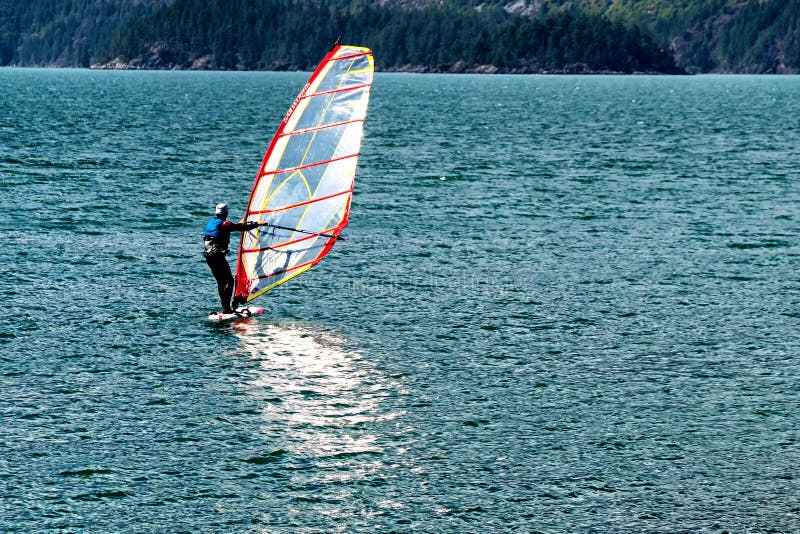 Windsurfer Practices on BC Coastal Waters Editorial Stock Photo - Image ...