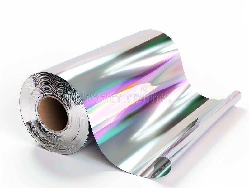 Reflective Aluminum Foil Roll on White Background. Generative Ai Stock ...