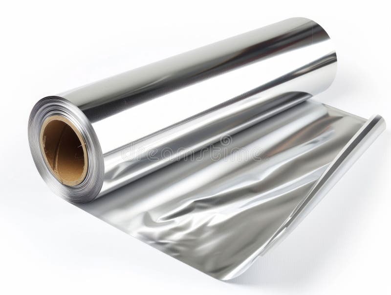 Reflective Aluminum Foil Roll on White Background. Generative Ai Stock ...