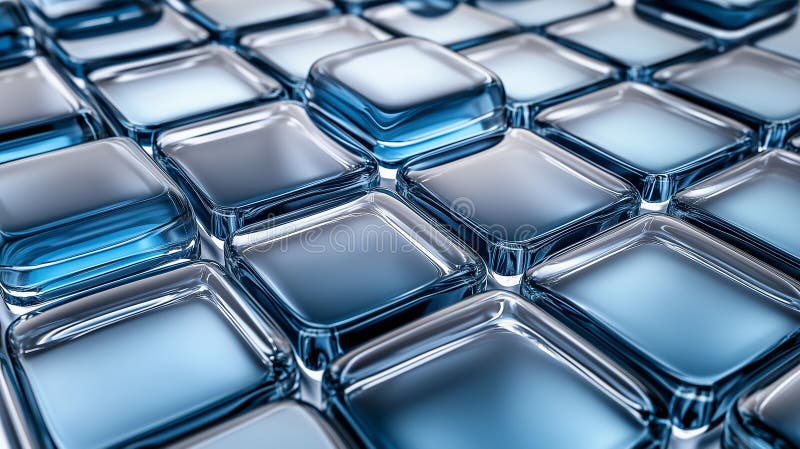 Reflective Blue Glass Squares Creating a Sleek Modern Surface Pattern ...