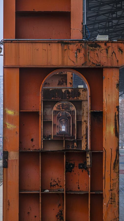 Reflective Brick Building Seen in Orange Shelf with Gas Tints and ...