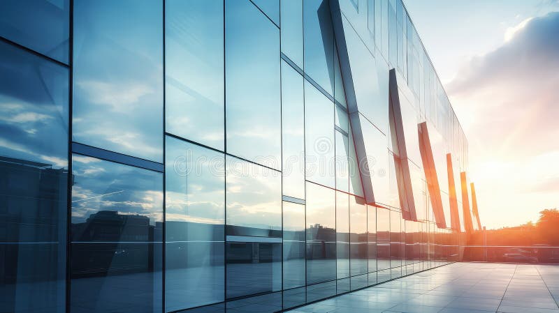 Reflective Building Exterior Wall Stock Illustration - Illustration of ...