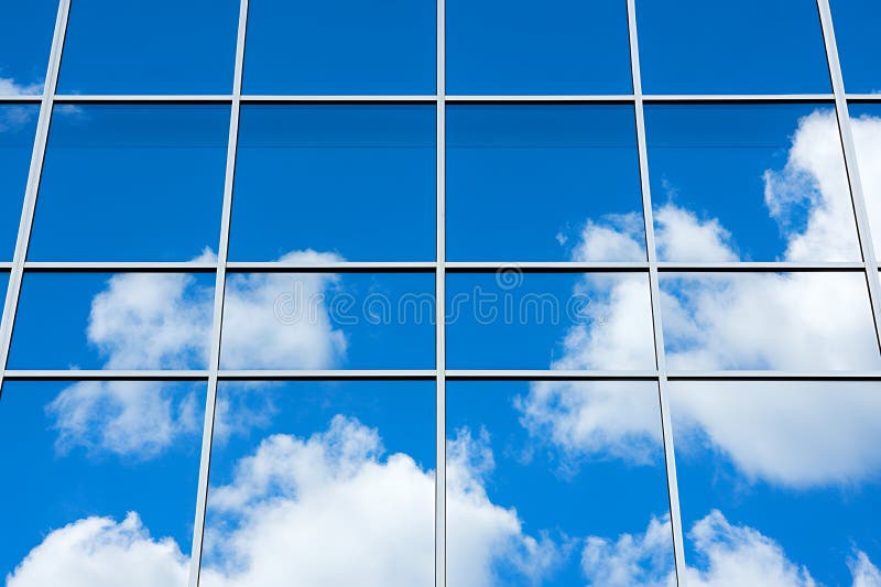 Reflective Building Windows Sky Cloudscape Modern Architecture Day Blue ...