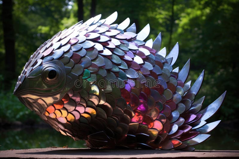 Reflective Cd Pieces Used As Fish Scale on a Sculpture Stock Photo ...