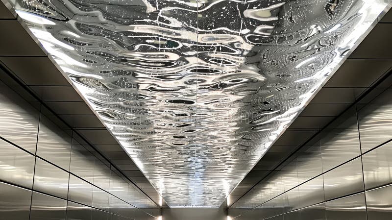 Reflective Ceiling with Fluid Pattern Enhances Modern Hallway Lighting ...