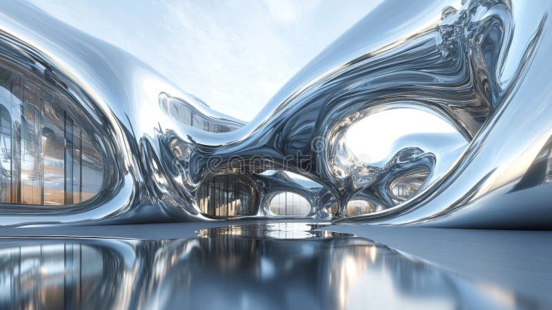 Reflective Chrome Architecture: Futuristic Organic Building Design ...