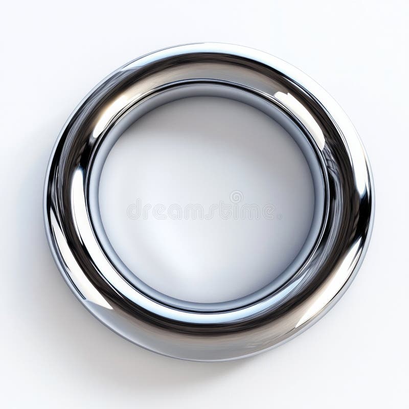 Reflective Chrome Ring with Smooth Circular Design on White Background ...