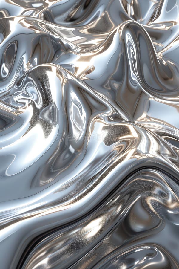 Shiny Chrome Abstract Fluid Metal Textures in Dynamic Waves Stock ...