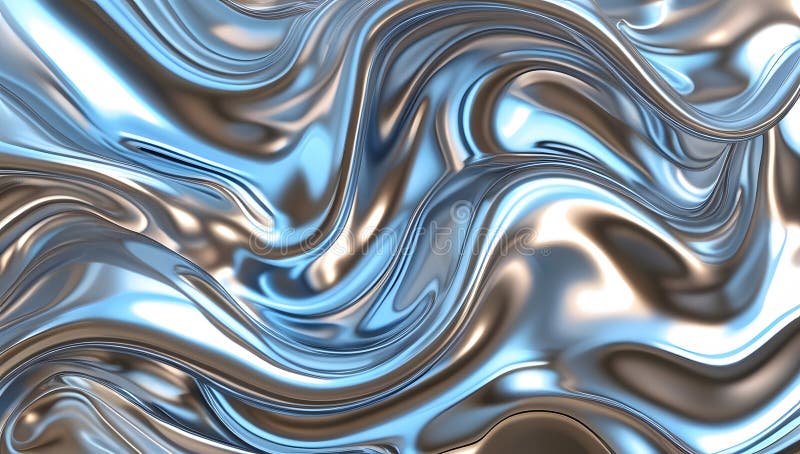 Reflective Chrome Wallpaper with Dynamic, Flowing Patterns and a ...