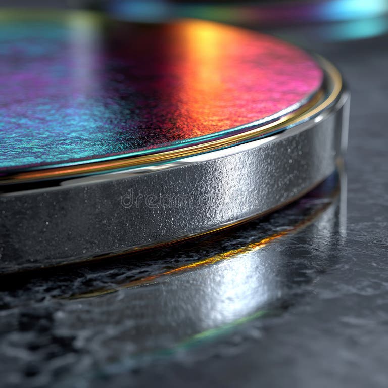 Reflective Circular Object on Dark Background, Multiple Layers of ...