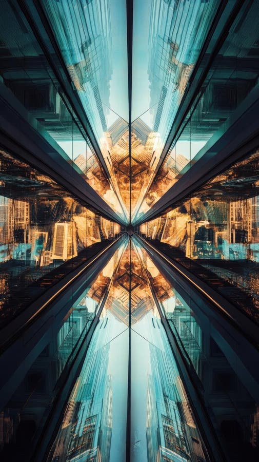 Reflective Cityscape, a Symmetrical View through Glass Stock Image ...
