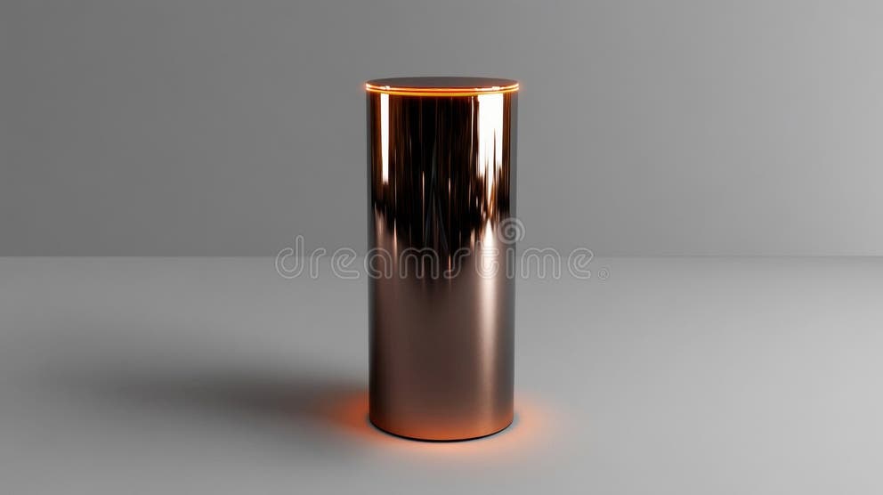 Reflective Copper Cylinder with Orange Lighting Stock Illustration ...