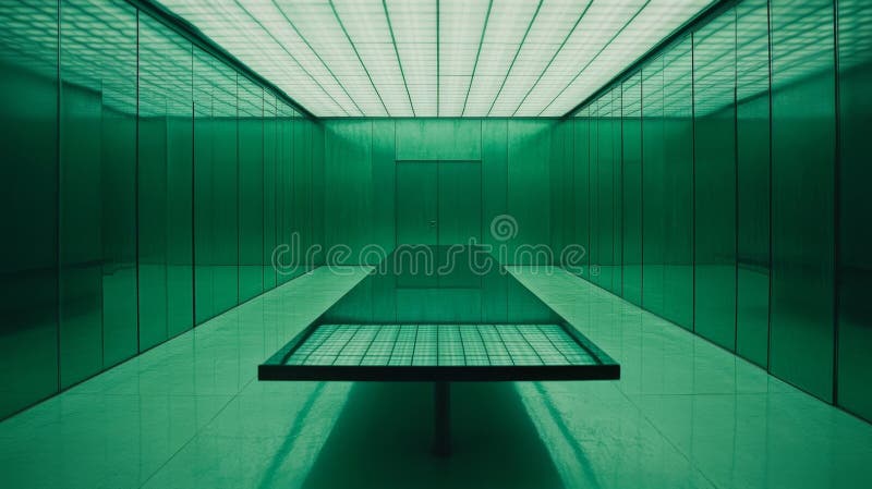 The Reflective Corridor with Benches Showcases a Modern Minimalist ...