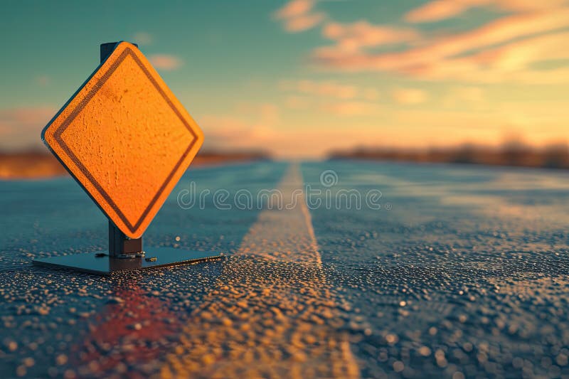 Reflective Diamond Shaped Road Sign 3d Vibrant Colors Stock Photos ...