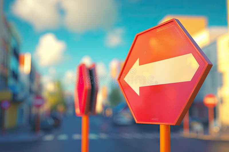 Reflective Diamond Shaped Road Sign 3d Vibrant Colors Stock Photos ...