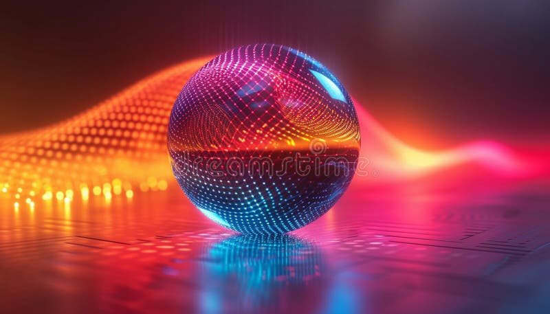 A Reflective Disco Ball Casting Dynamic Blue and Red Lights in a Dark ...