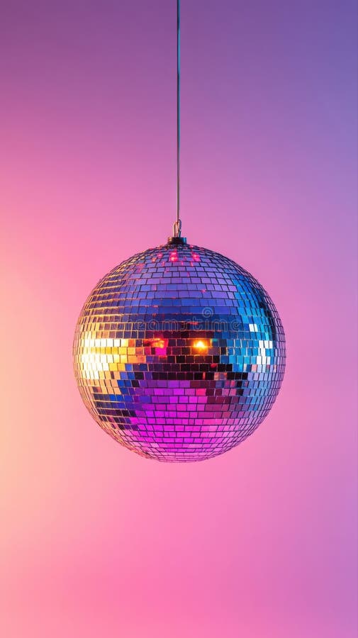 Reflective Disco Ball Enhancing a Soft Gradient Background with Subtle ...