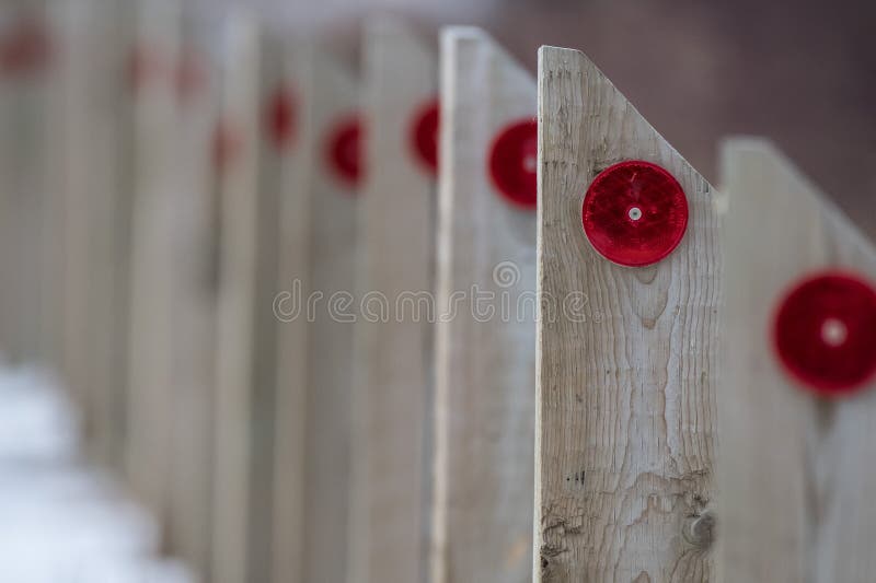 Reflective Discs on Wooden Posts Stock Photo - Image of wooden, wood ...