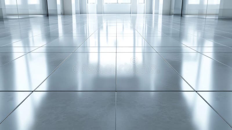 Reflective Floor Tiles in a Modern Building Interior Stock Illustration - Illustration of gray ...