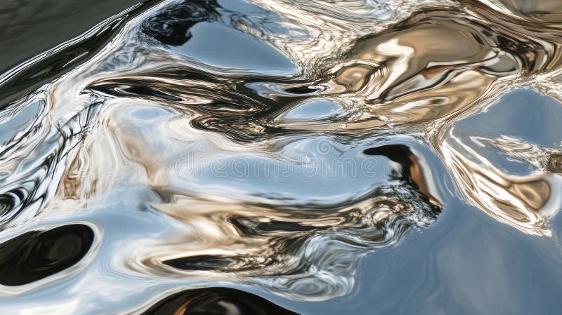 Reflective Fluid Patterns in Metallic Liquid Surface Stock Illustration ...