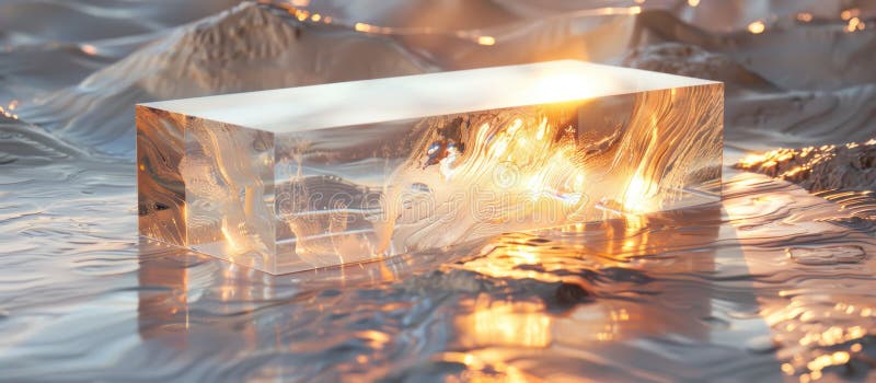 Reflective Glass Block on a Wavy Surface Stock Image - Image of glass ...