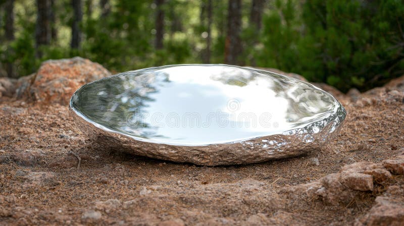 Reflective Glass Bowl in Nature Stock Illustration - Illustration of ...