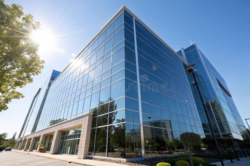 Reflective Glass Building in Bright Sunlight Stock Illustration ...