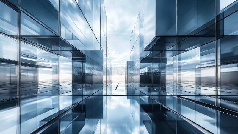 Reflective Glass Building Cityscape Stock Illustration - Illustration ...