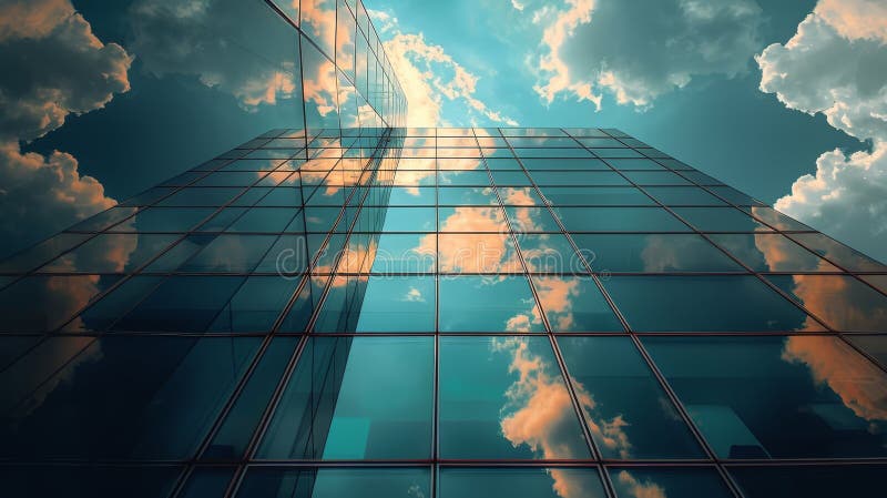 Reflective Glass Building with Clouds Stock Image - Image of sunlight ...