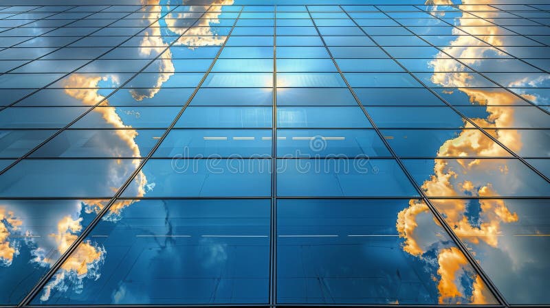 Reflective Glass Building with Clouds Stock Image - Image of city ...
