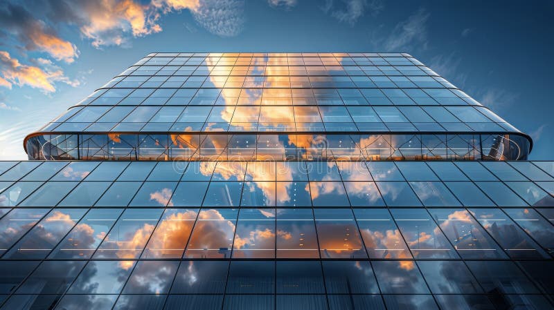 Reflective Glass Building with Clouds Stock Image - Image of ...