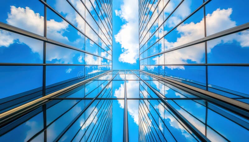 Reflective Glass Building Under a Clear Sky with Clouds in the ...