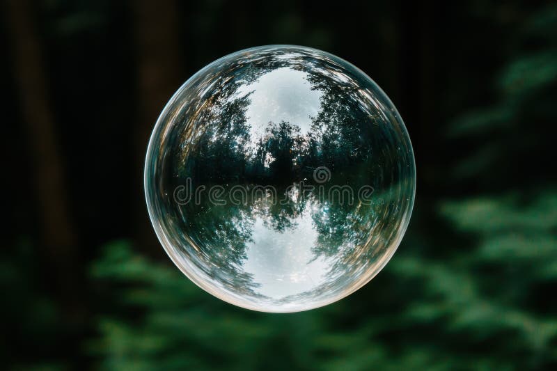 Reflective Glass Sphere in Nature Stock Illustration - Illustration of ...
