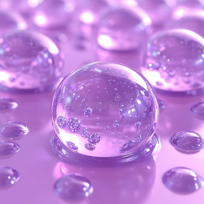 Reflective Glass Spheres with Abstract Pink Lighting Stock Illustration ...