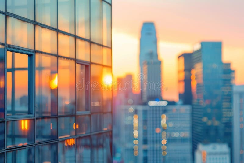 Reflective Glass Tower in Modern Office Setting with Blurry Background ...